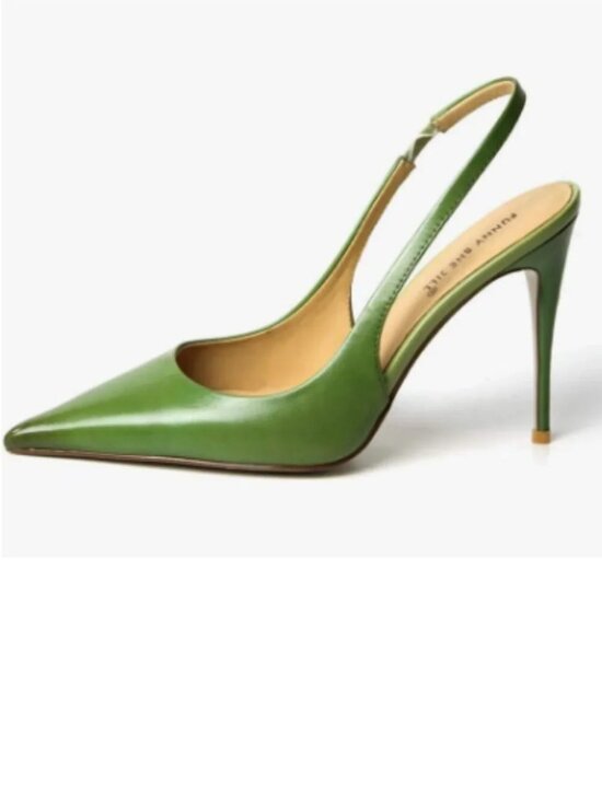FSJ | Shoes | Fsj Green Pointed Toe Pumps Chic Slingback High Heels ...
